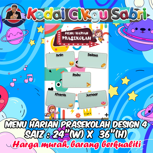 BANNER MENU HARIAN PRASEKOLAH (SAIZ BESAR!) | Shopee Malaysia