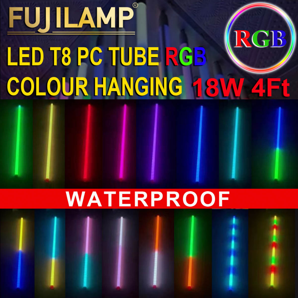 RAINBOW T8 18W 4FT LED Light Lamp Colour SEQUENCE RGB IP65 Waterproof ...
