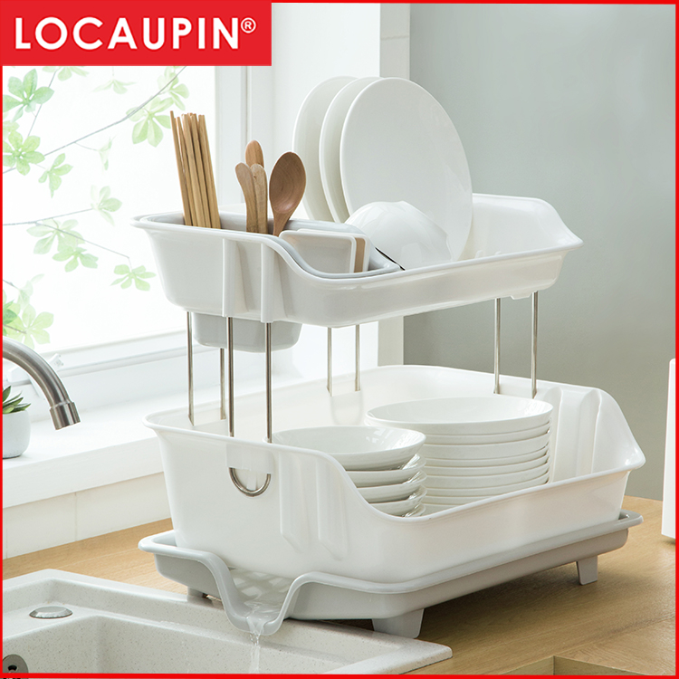 Locaupin 2Tier Detachable Dish Rack, Kitchen Sink Organizer and ...