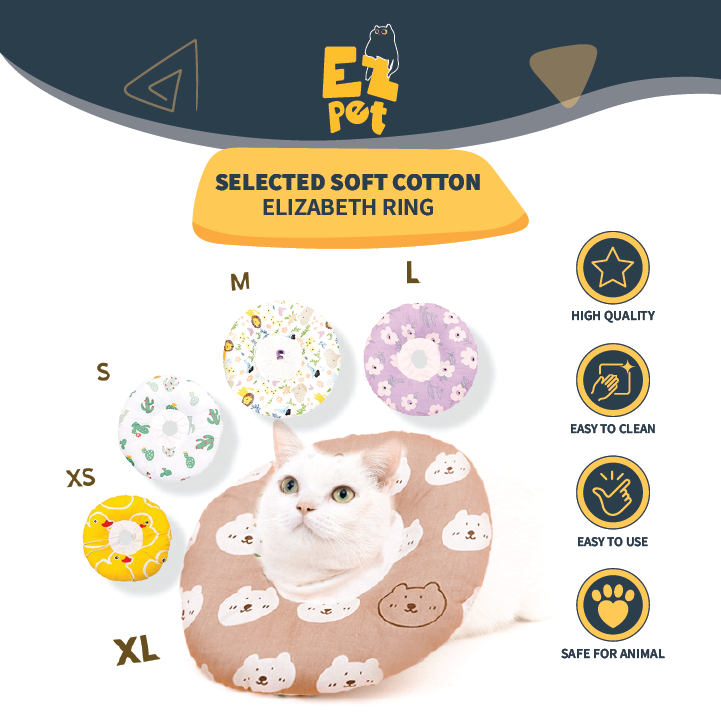 EZPET🐱Elastic Soft Cotton Elizabeth Ring Anti Lick Pet Collar Pet ...