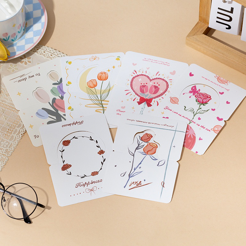 Flowers Design Greeting Wishing Small Card Thank You Birthday Mothers ...