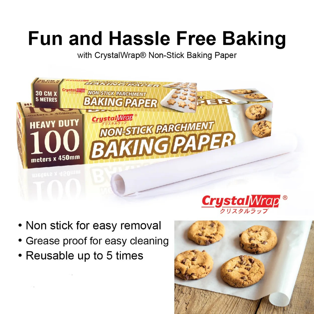 CRYSTALWRAP NON-STICK BAKING PAPER ROLL 5M & ECOWRAP CLING FILM 300MM ...