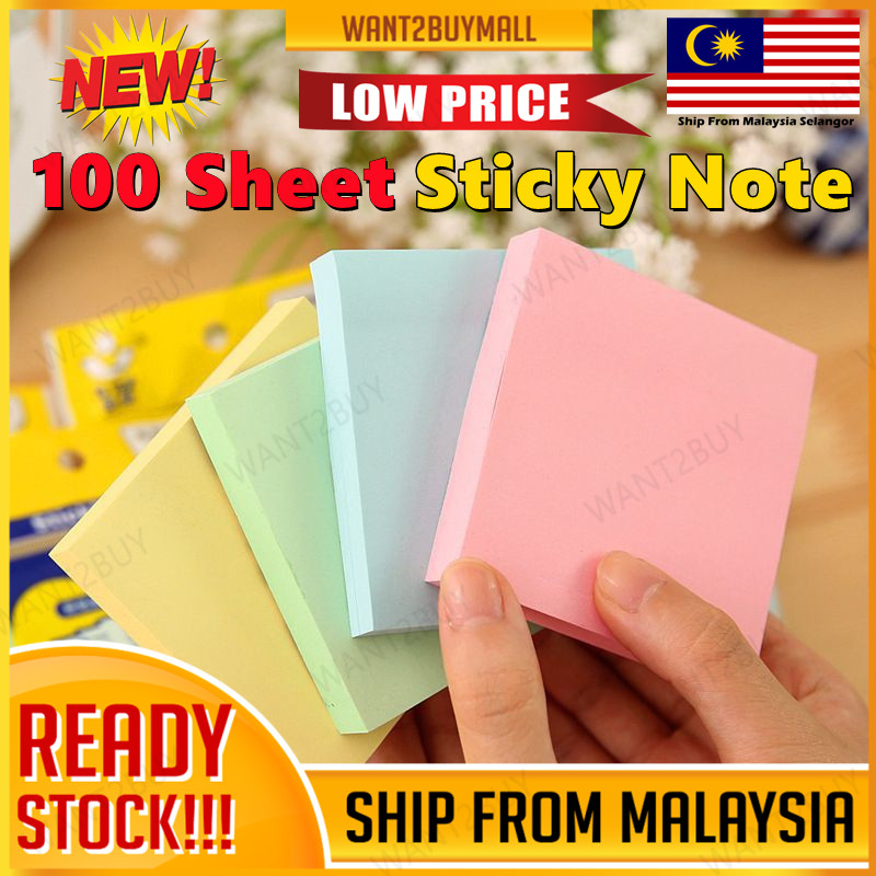 100 Sheet Colorful Notepad Sticky Paper Note Morandi Memo Pad Label ...