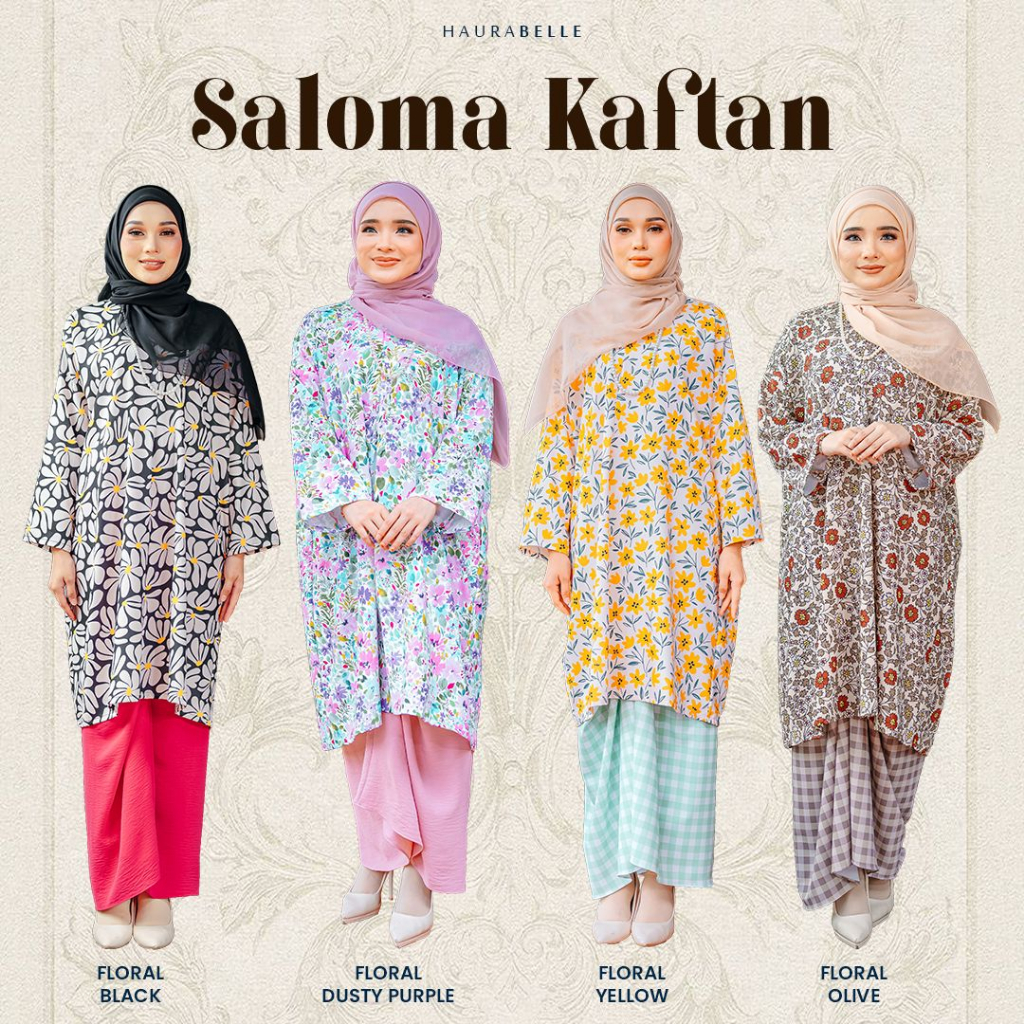 Saloma Kaftan by Haurabelle Baju Raya 2023 Cey Crepe Ready Stock ...