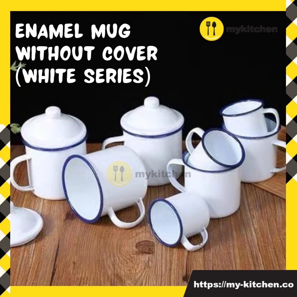 [MY KITCHEN] Enamel Mug Without Cover (White Series) Enamel Cup with ...
