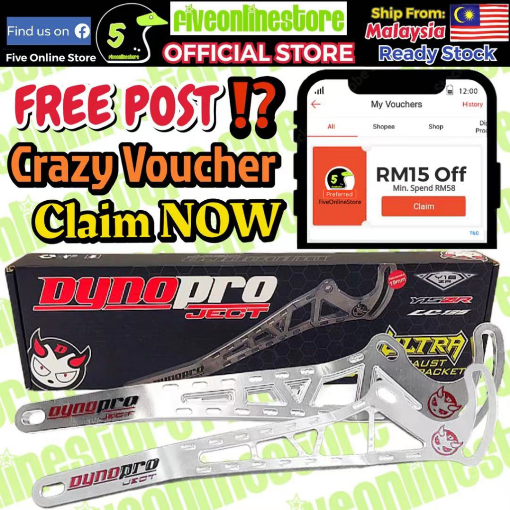 DYNOPRO Universal Adjustable Exhaust Bracket Y15ZR LC135 RS150 CNC Billet Yamaha Cutting ...