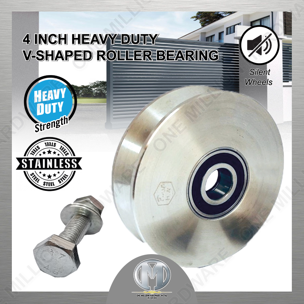 Keluli Tahan Karat 4Inci Auto Gate Roller Bearing Roller Dengan Braket ...
