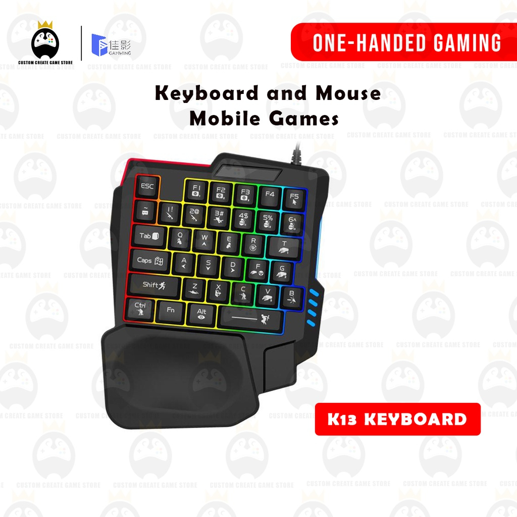 One Handed Keyboard Gaming LED Backlit RGB Keyboards USB Light Wired ...