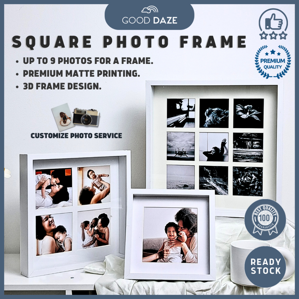 GOOD DAZE 3D Square Photo Frame Collage Photo Frame Custom Frame 九宫格相框 四宫格相框 四方相框 Frem Gambar ...