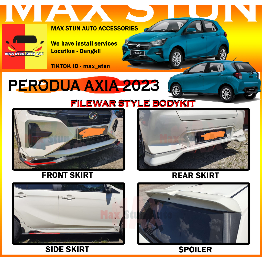 PERODUA AXIA 2023 FILEWAR BODYKIT BUMPER SKIRT LIP NEW AXIA BODYKIT ...