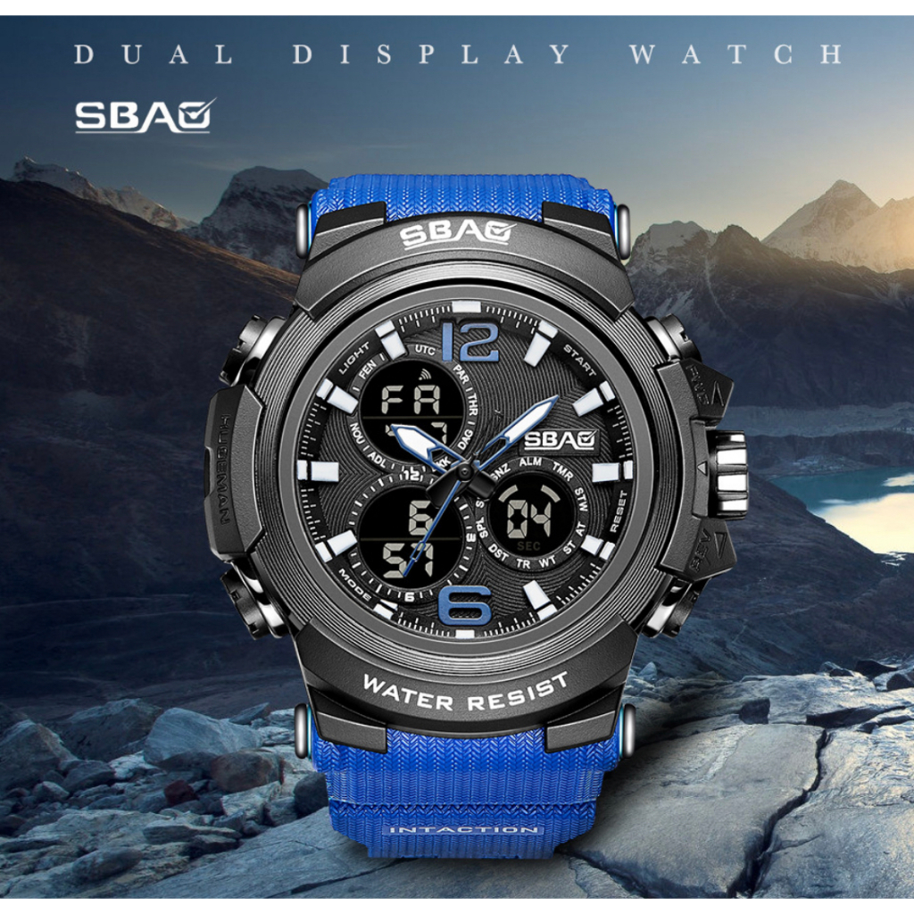 Sport Digital Watch Dual Display Alarm Watch Waterproof Wristwatches ...
