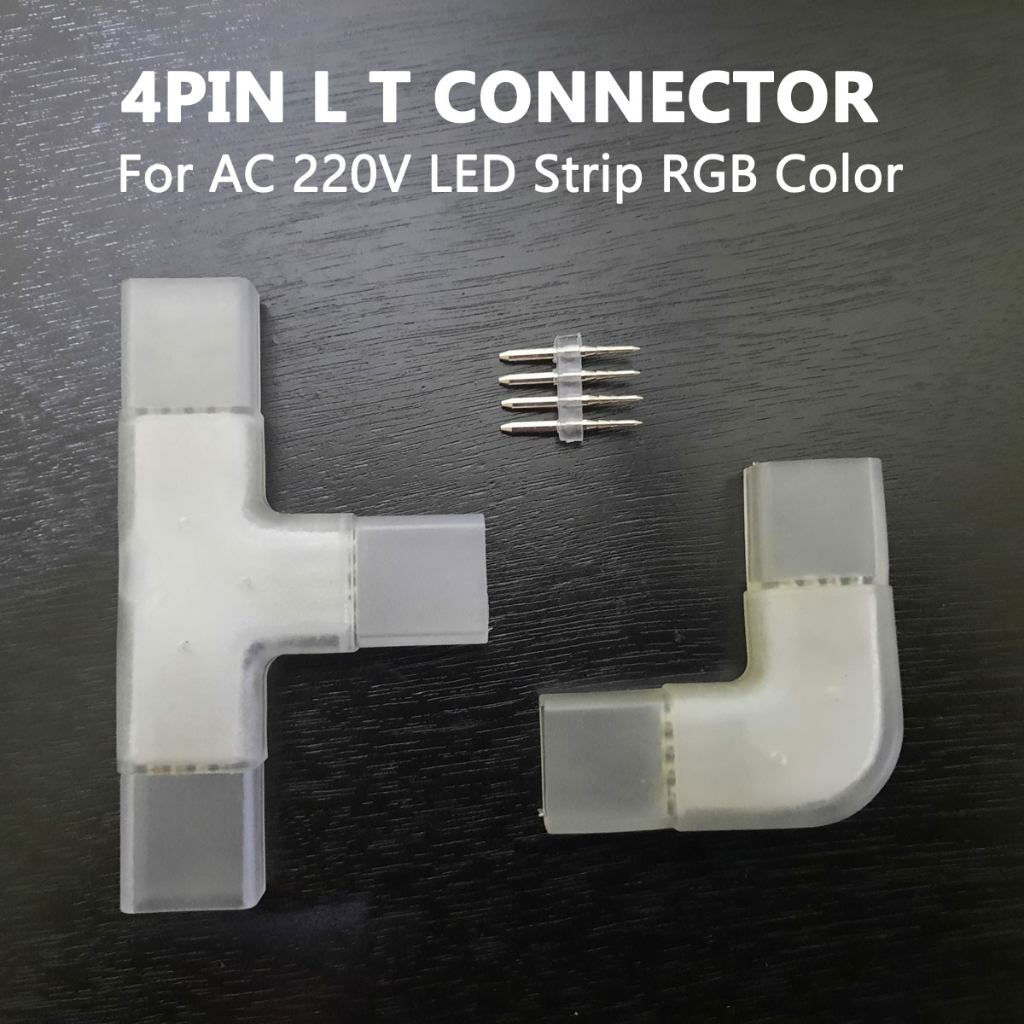 4 Pin L T Shape Corner Connector For AC 220V LED Strip 5050 2835 RGB ...