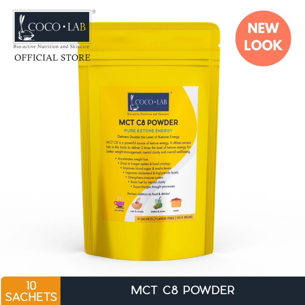 MCT C8 Powder Sachet by COCOLAB (Medium Chain Triglycerides 100% Pure ...