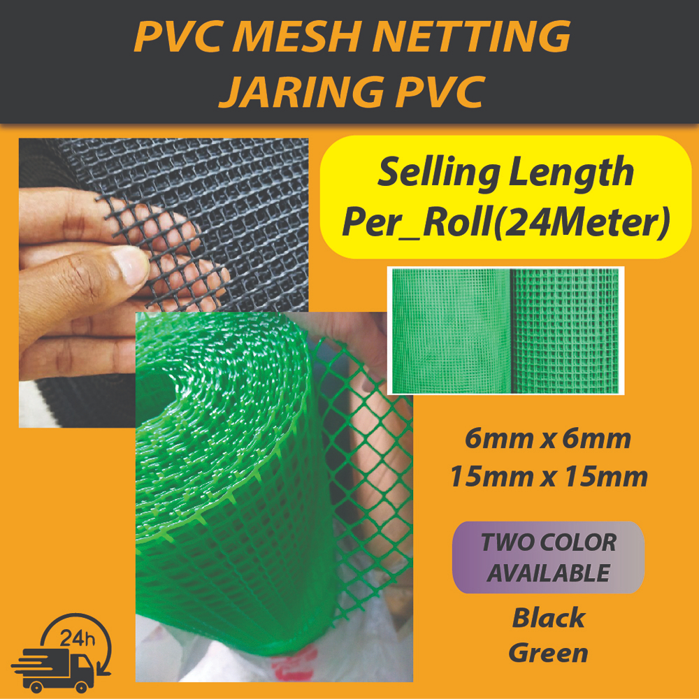 (1 ROLL)PVC Square Net Mesh Black/Green Insect Screen Netting Sangkar ...