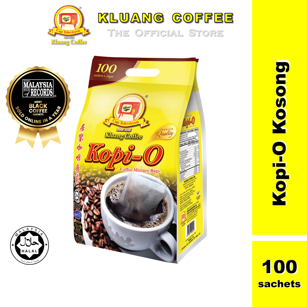 Kluang Coffee Cap Televisyen Kopi-O Kosong – Eco Pack Traditional Black ...