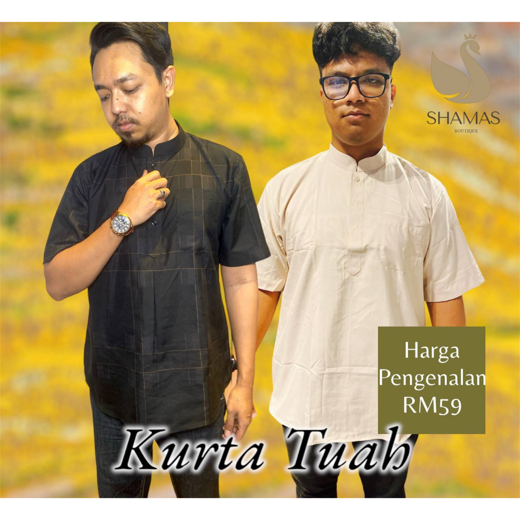 Baju Kurta Tuah Moden - Leher Cekak Musang / Lengan Pendek/ Sejuk ...