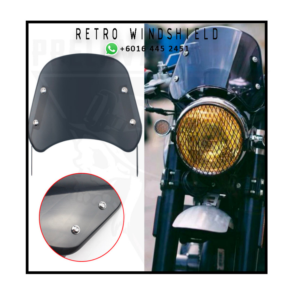 ( READY STOCK ) UNIVERSAL VISOR WINDSHIELD 5-7" RETRO WINDSCREEN CAFE ...