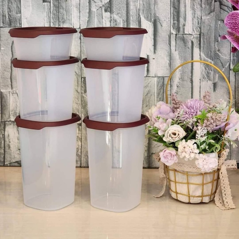 Tupperware One Touch Fresh Small Square Set Magenta Airtight Liquid Tight container new limited ...