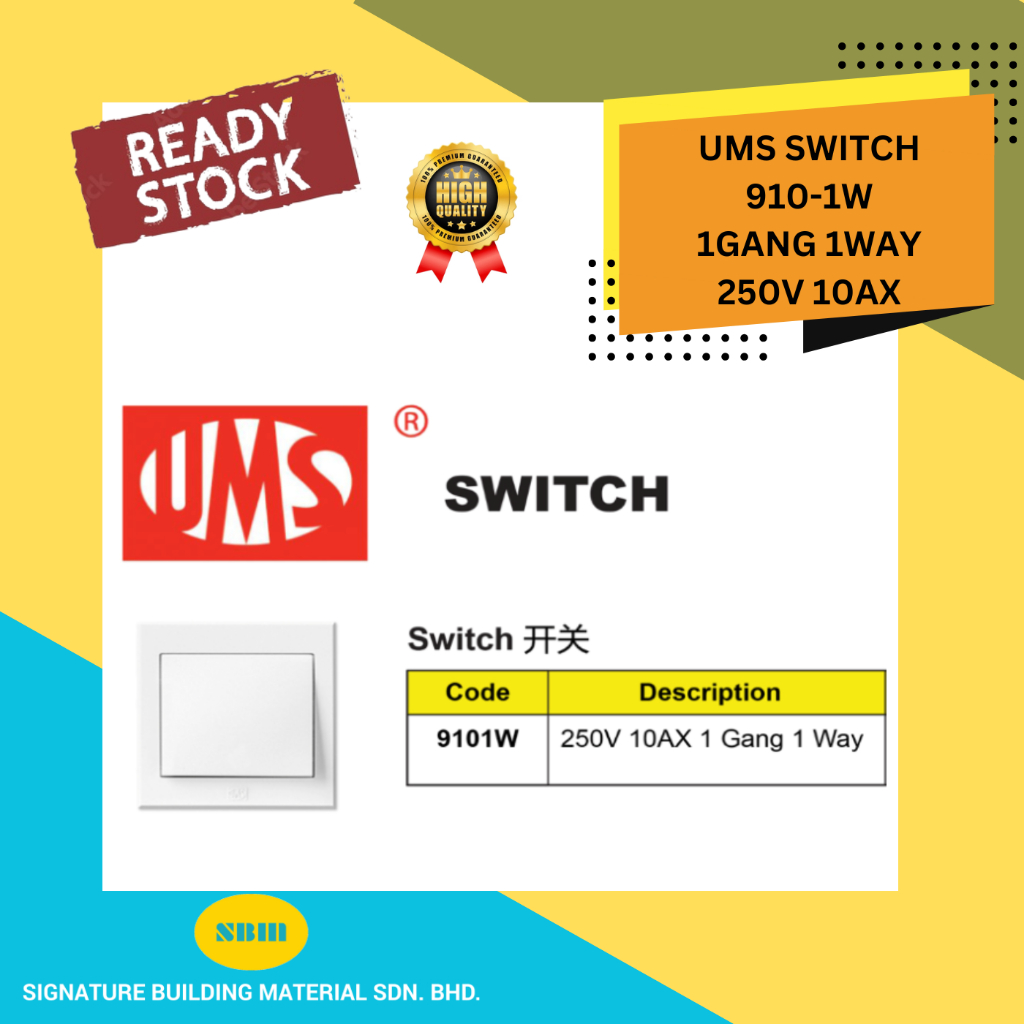 UMS 9 SERIES 910-1W 1 GANG 1 WAY SWITCH / SWITCHES & SOCKETS / UMS ...