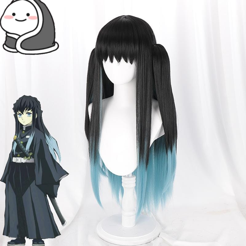 STOCK IN KL 鬼灭之刃时透无一郎霞柱cos假发 Demon Slayer Tokito Muichiro cos wig ...