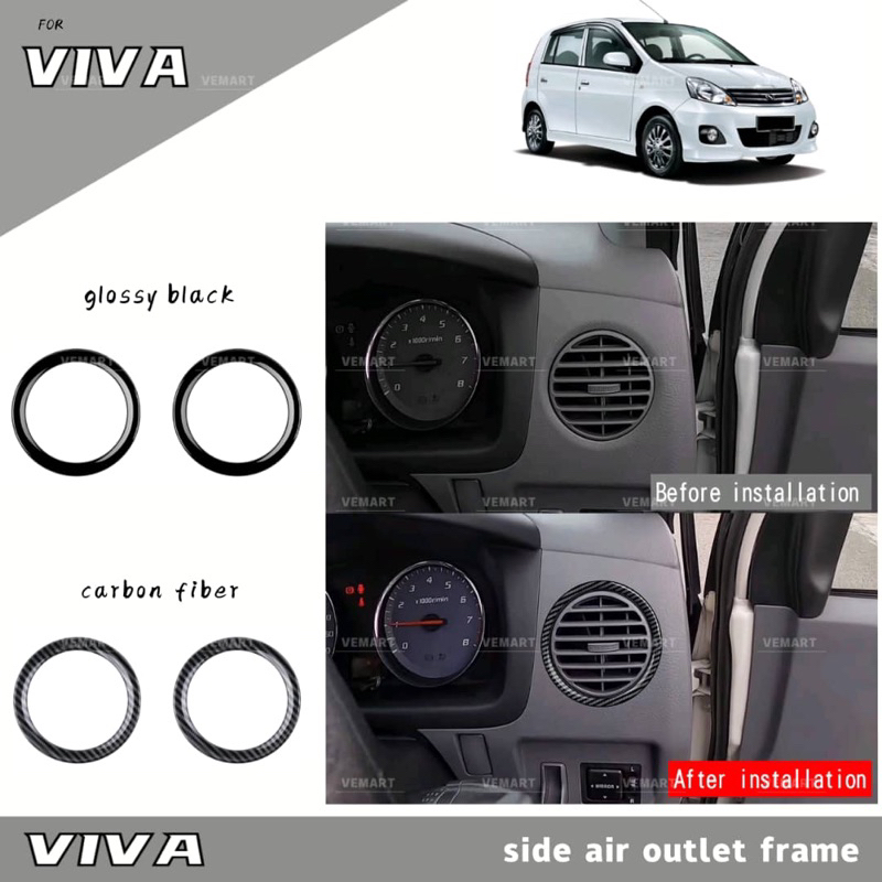 Vemart perodua viva carbon fiber air outlet frame cover garnish ...