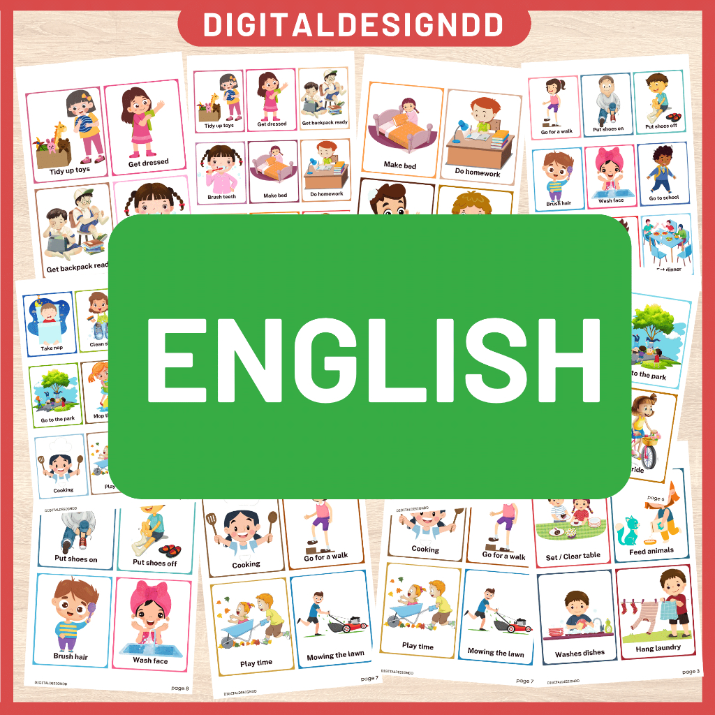 Daily Routine Digital PDF Flash Cards for kids baby toddler preschool ...