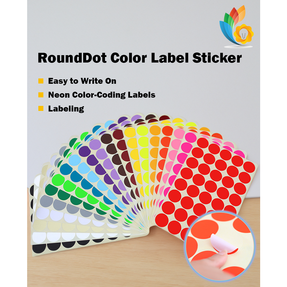 Colorful Round Dot Self-Adhesive Label Stickers - Diff Sizes and ...