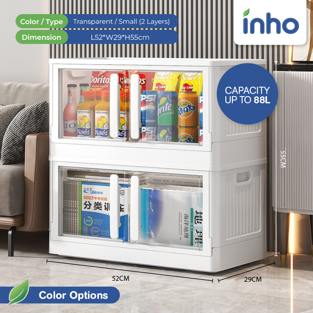 INHO 1/2/3/4/5 Layers Multipurpose Double Sided Opening Storage Cabinet Foldable/Stackable ...