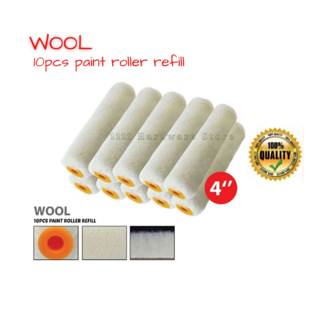 10PCS 4 INCH WOOL PAINT ROLLER REFILL / MINI PAINT ROLLER CAT PAINTING PAINTS REFILL | Shopee ...