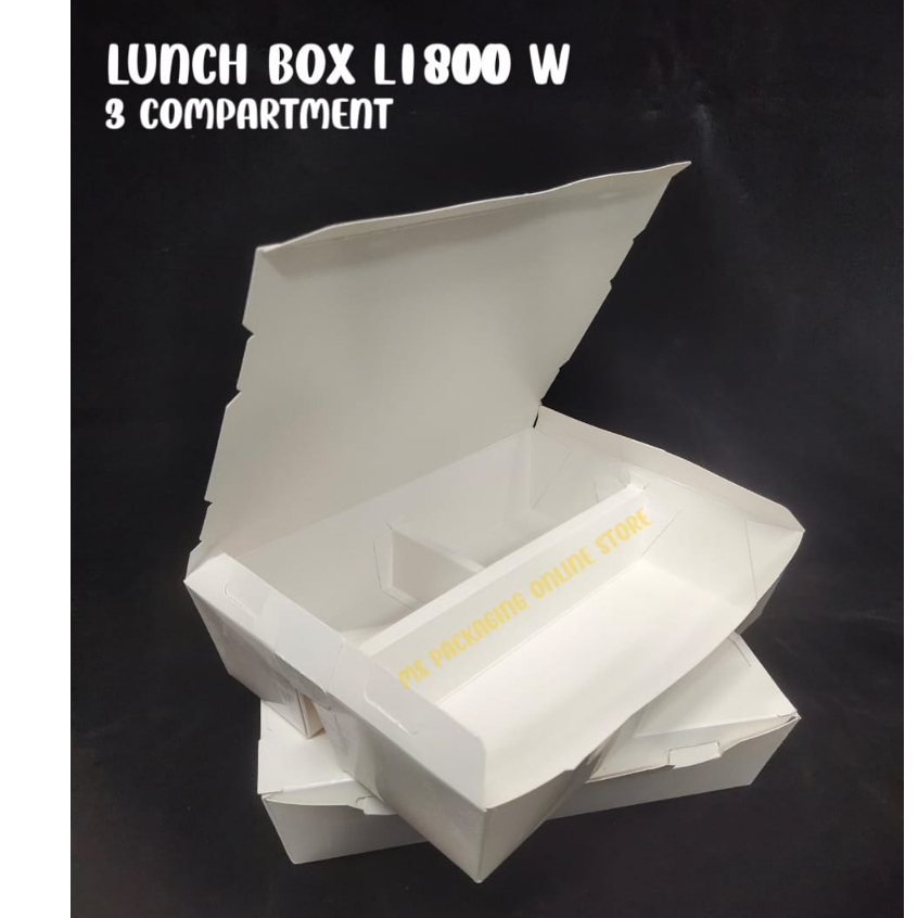 L1800 white 3 compartment paper lunch box （40pcs） Disposable Paper ...