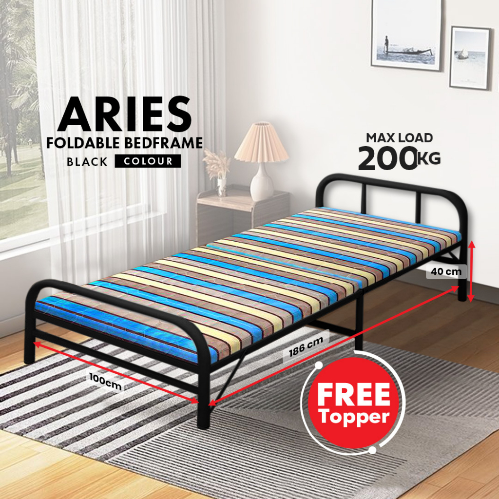Finsso Extra Strong 7590100120cm Aries Bed Frame Katil Single Foldable Bed Frame