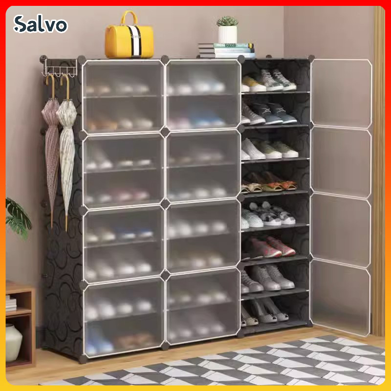 Shoe Rack With Door Rak Kasut Bertutup Storage Box Stackable Shoe Box ...