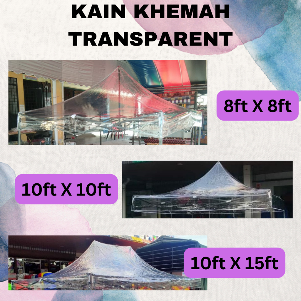 KAIN KHEMAH NIAGA TRANSPARENT / JERNIH / LUTSINAR SAIZ 8FT X 8FT / 10FT ...