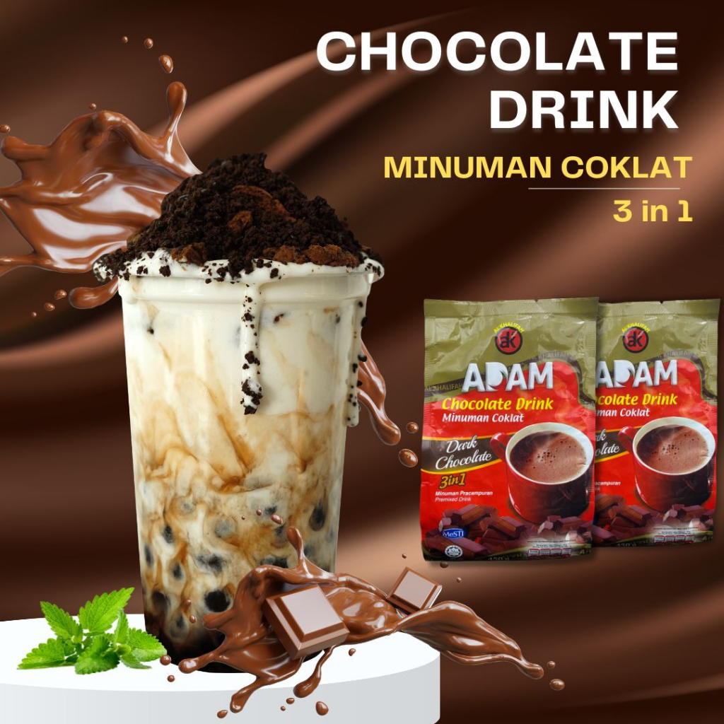 ADAM - Chocolate Drink 3 in 1 450g Serbuk Minuman Coklat 3 Dalam 1 Dark ...