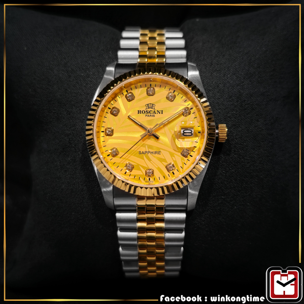 ROSCANI PARIS MAN WATCH 497 MIX (23K GOLD PLATED)(1 Years International ...