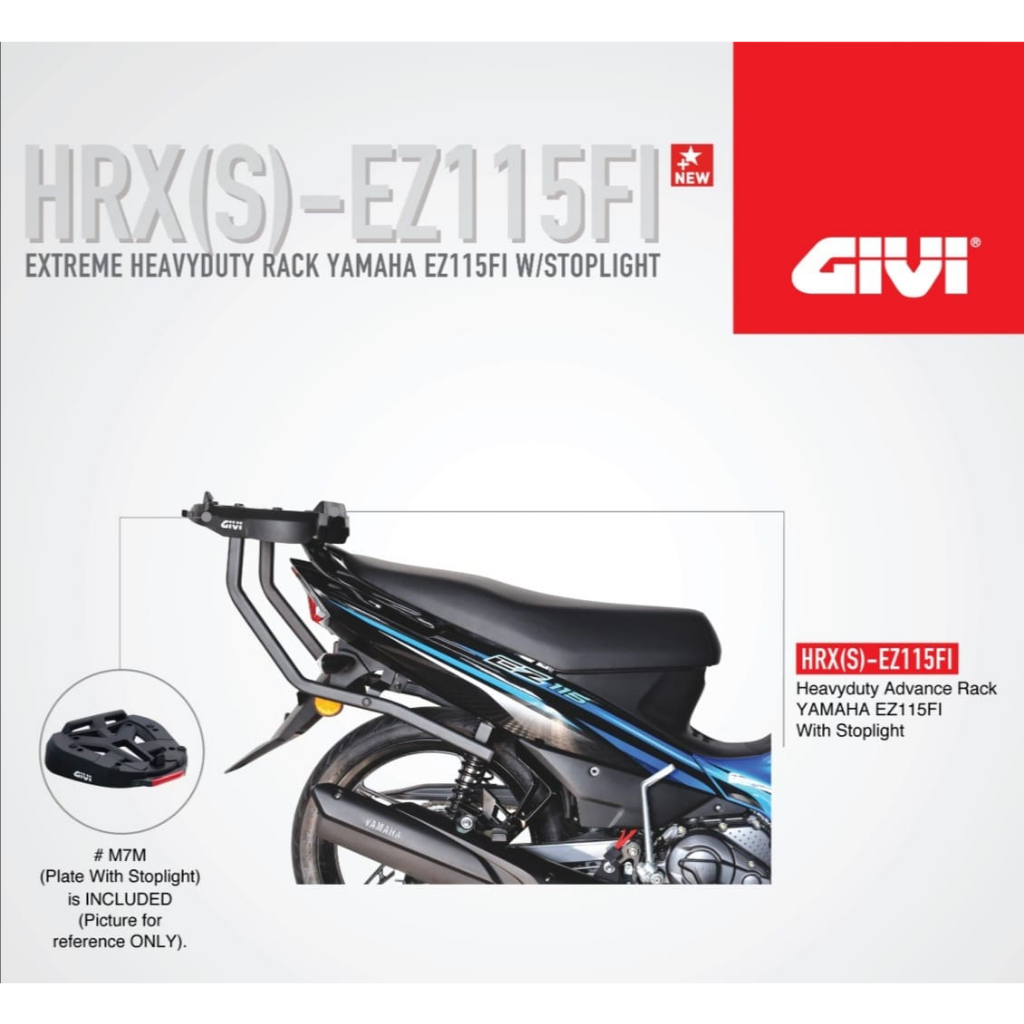 Givi Rack Yamaha EZ115 FI HRX Rack with Baseplate LED Stop Light 100% ...