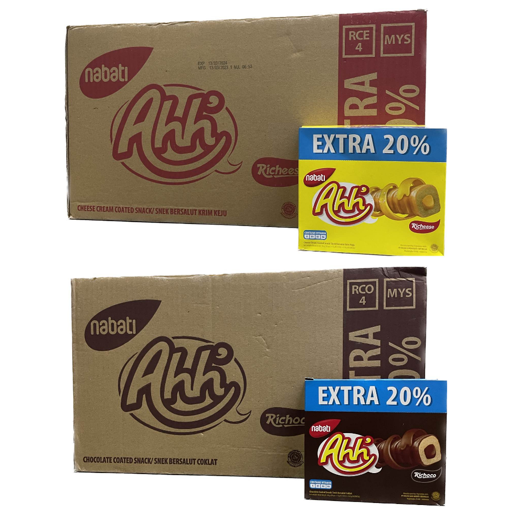 [CARTON] Nabati Ahh Extra 20% Chocolate/Cheese 10X20X4G | Shopee Malaysia