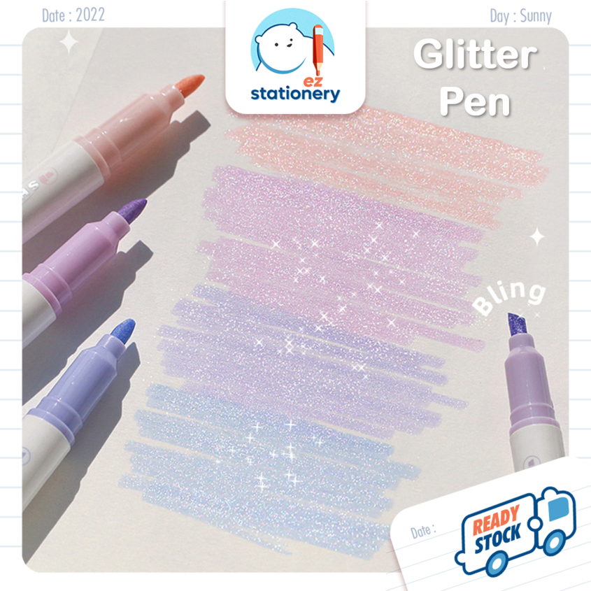 🇲🇾 Ready Stock Twinkle Shiny Glitter Highlighter Pen Set Bling ...