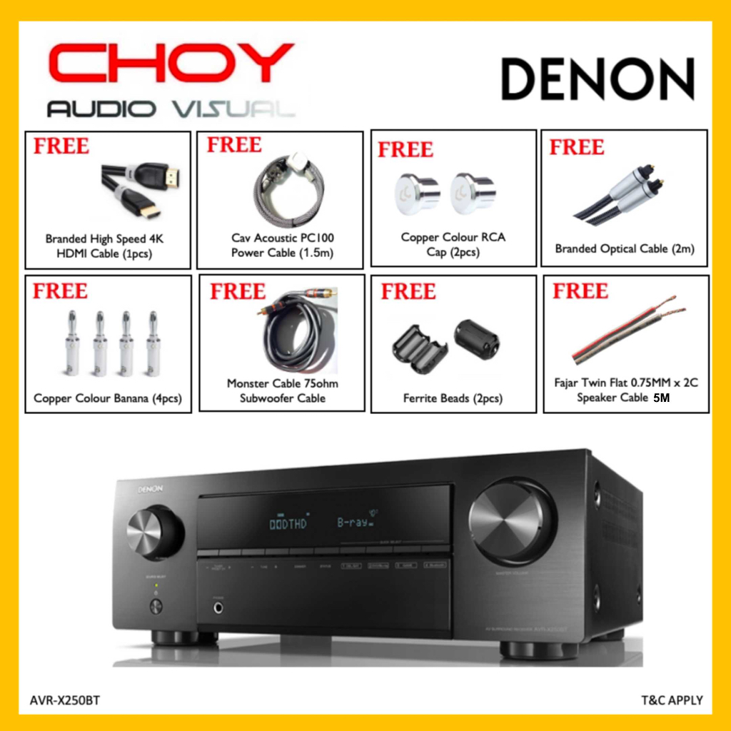 Denon AVR-X250BT 5.1Ch 4K AV Receiver + Free Gift | Shopee Malaysia