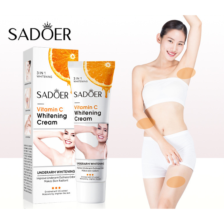 SADOER VITAMIN C COLLEGEN MILK UNDERARM WHITENING CREAM FOR FACE AND ELBOW ARMPIT DARK AREA ...