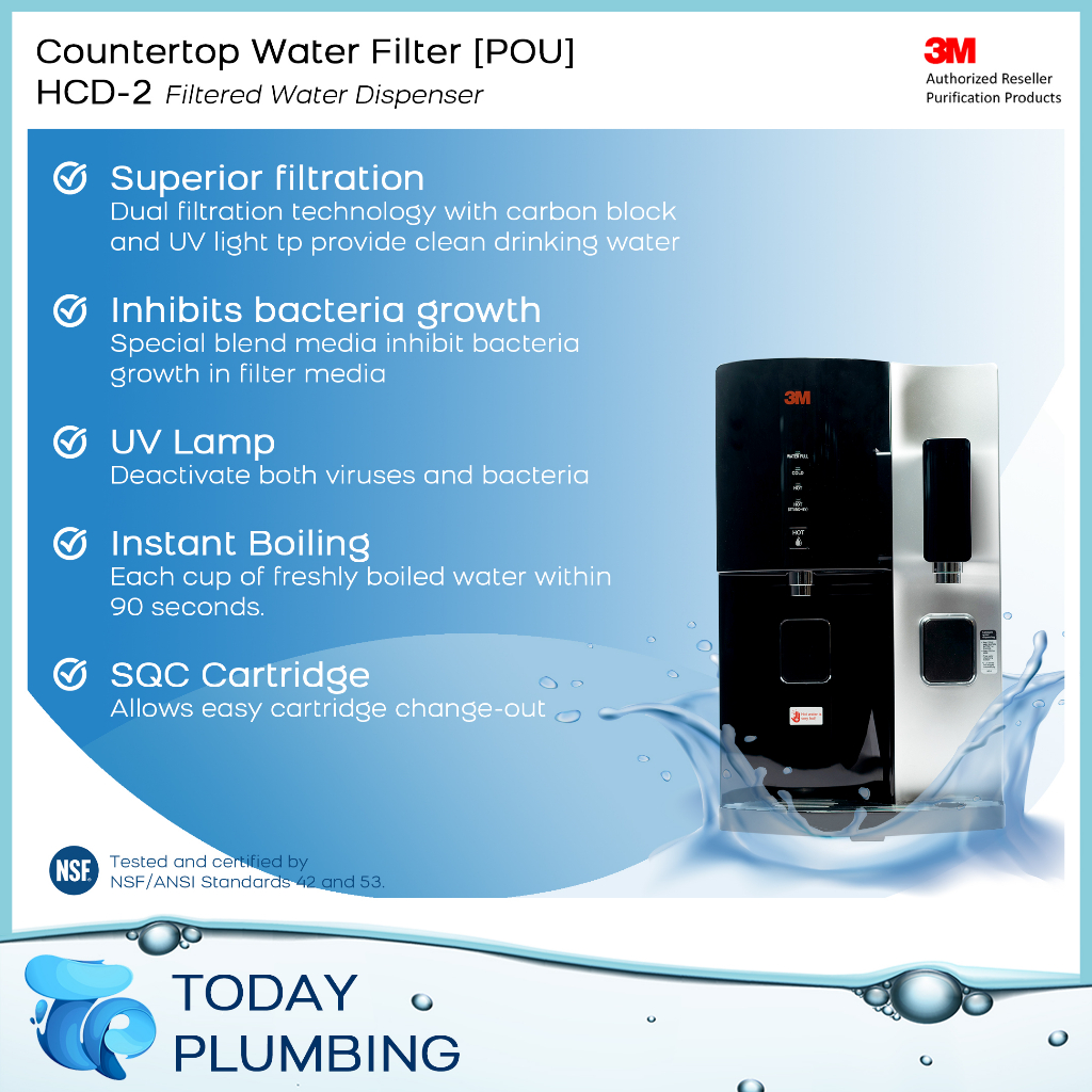 3M HCD-2 Countertop Filtered Water Dispenser System Point-of-Use ...