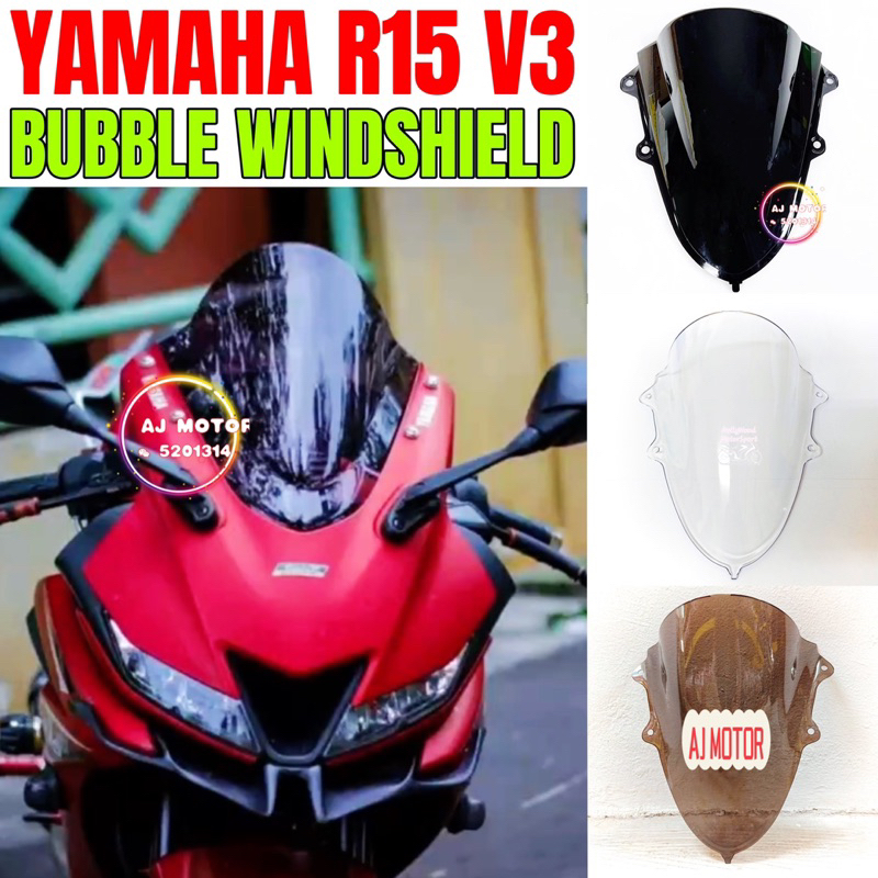 YAMAHA R15 V3 BUBBLE WINDSHIELD 33CM COWLING VISOR WINDSCREEN HEAD LAMP ...