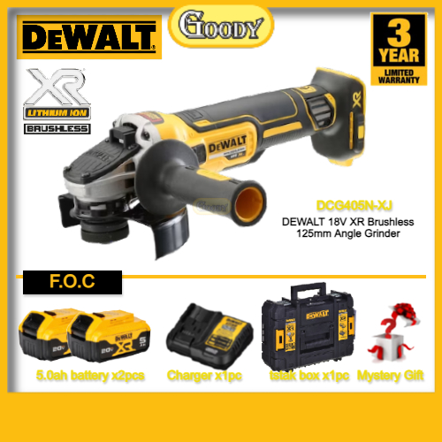 DEWALT DCG405 cordless angle grinder 100mm 4" brushless motor (2B1C ...