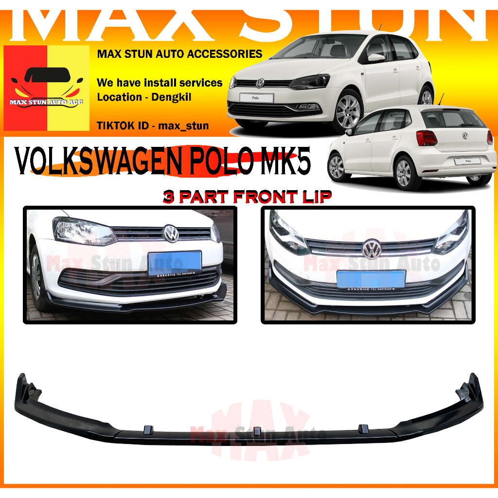 VOLKSWAGEN POLO MK5 2011-2018 FRONT LIP 3PARTS FRONT LIP BUMPER SKIRT ...