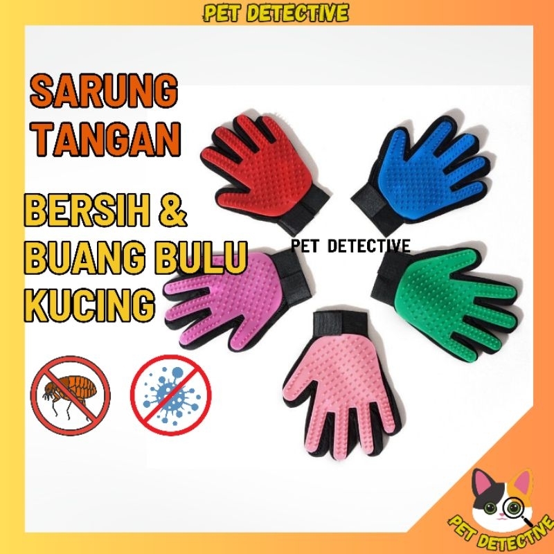 Cat glove shower grooming bath shampoo sarung tangan kucing mandi anti ...