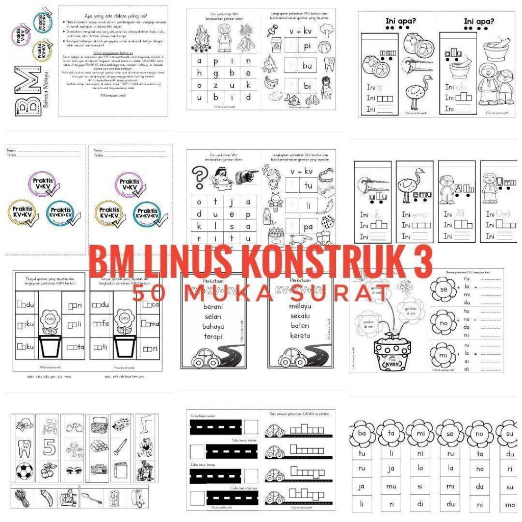 [PRINTABE PDF] Nota Interaktif Linus BM Konstruk 3 (VKV, KV+KV, KV+KV+KV) | Shopee Malaysia