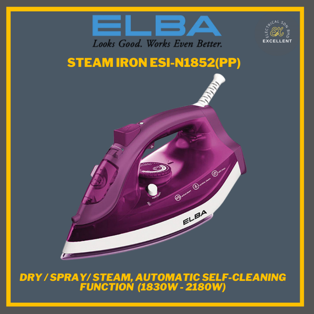 ELBA Steam Iron ESI-N1852(PP) ELBA Steam Iron ESI-H2023C MILUX steam ...