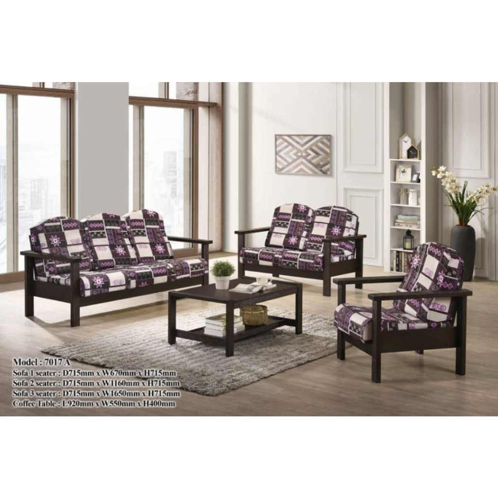 100% Solid Wood Sofa Set 1+2+3 Seater Knitted Cooling Fabric Cushion ...
