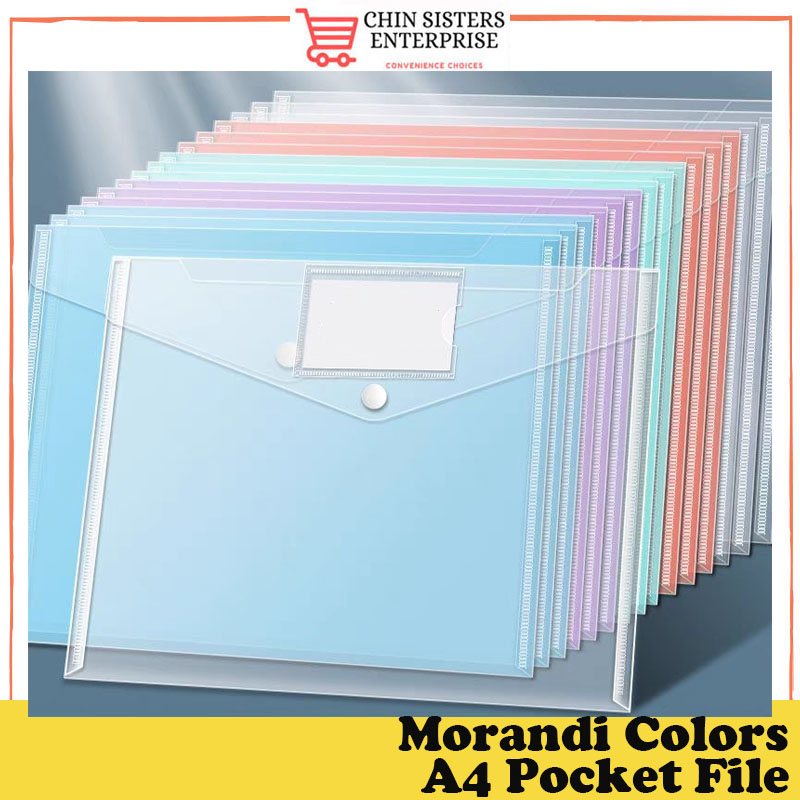 10PCS A4 Morandi Color ID Label Pocket File Paper Folder Stationery ...