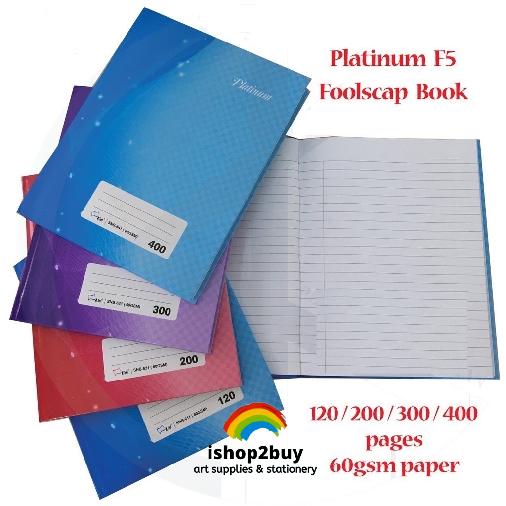 Notebook Hard Cover Foolscap Book F5 60gsm Single Line Platinum Quarto ...